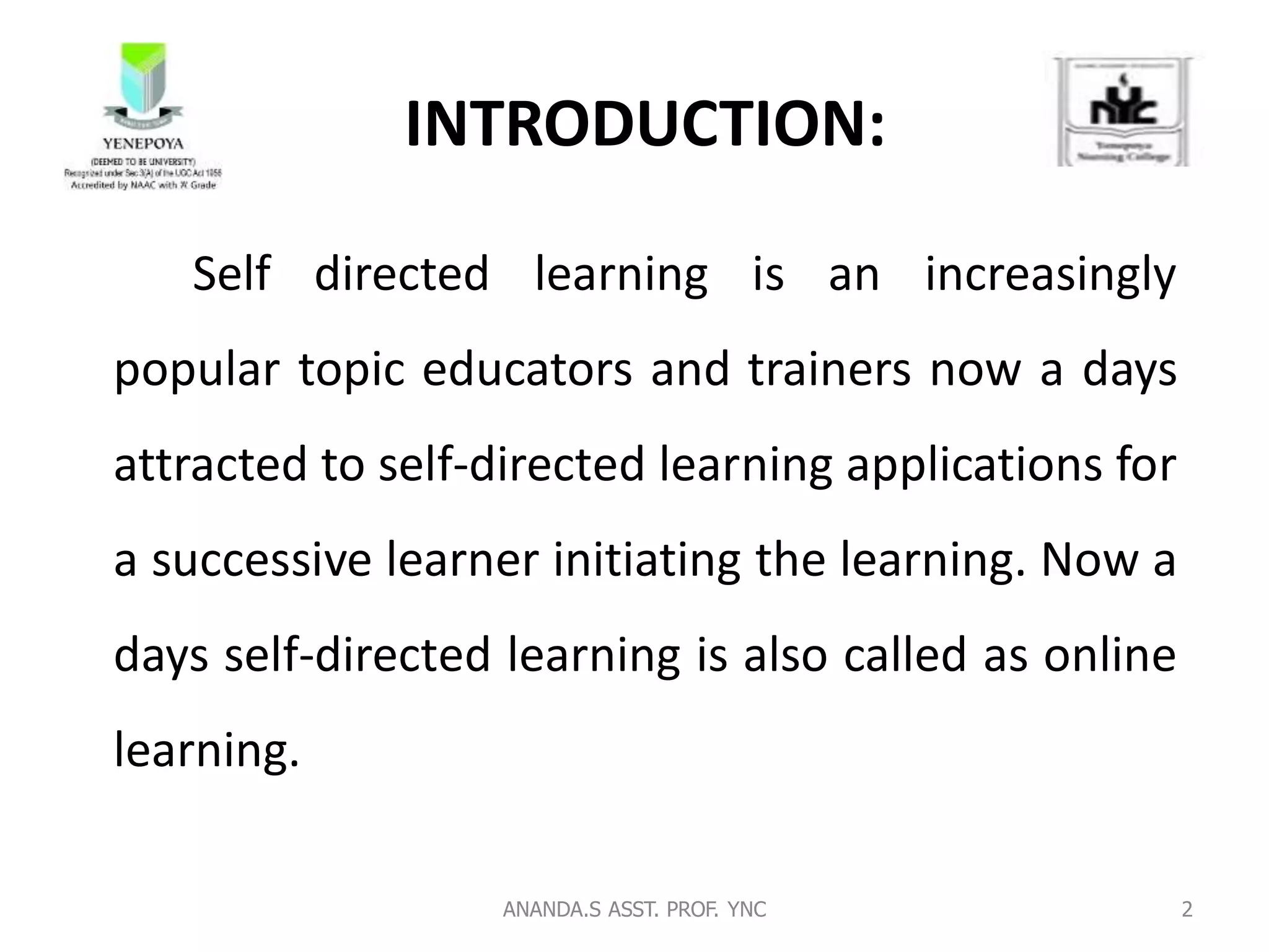 Self directed learning ppt -anand ync | PDF