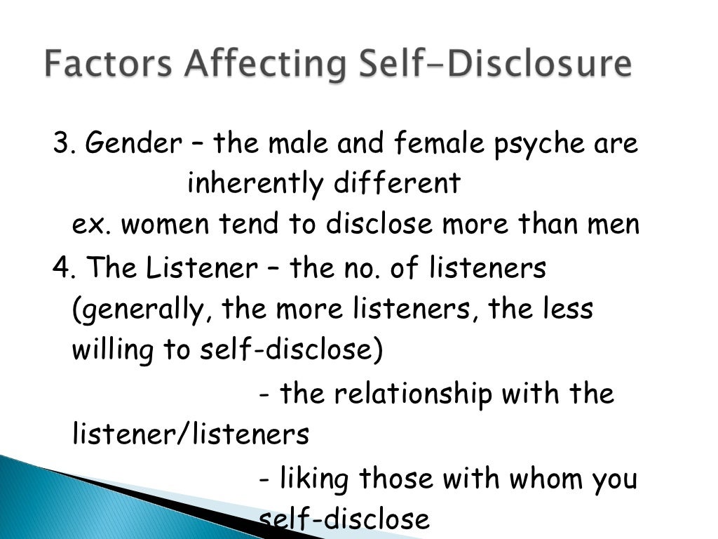 Self Disclosure self-disclosure