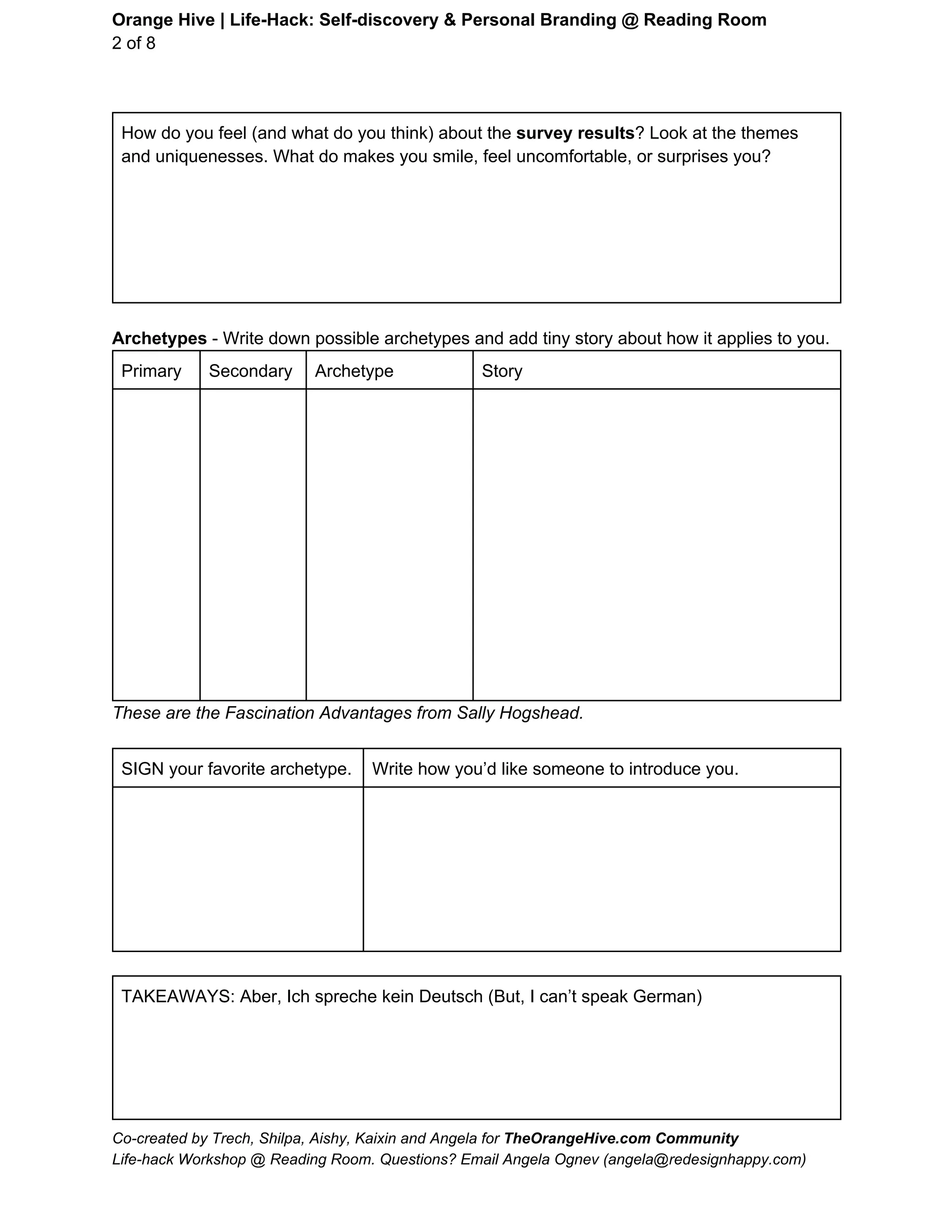 Self-discovery & Personal Branding: Life-hack Worksheet | PDF