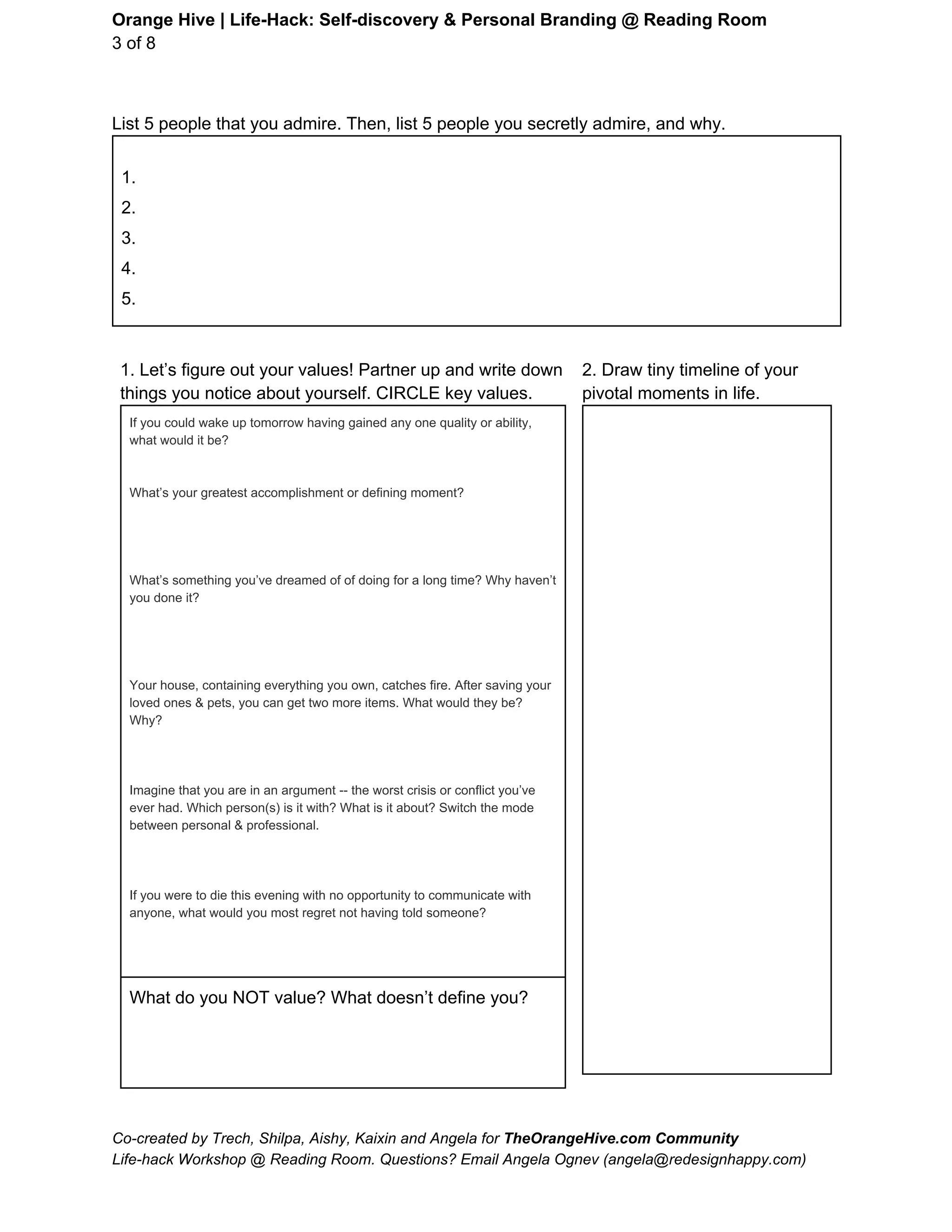 Self-discovery & Personal Branding: Life-hack Worksheet | PDF