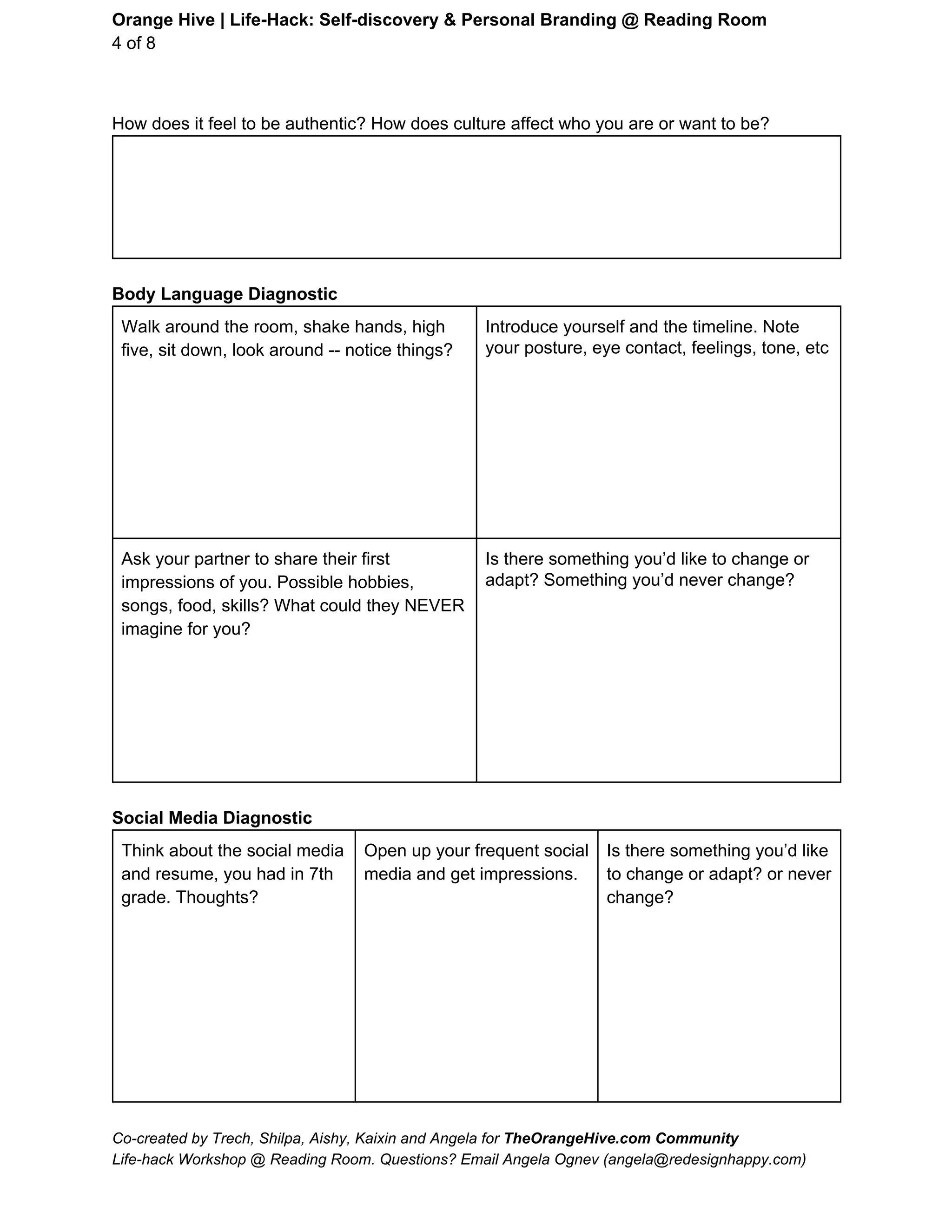 Self-discovery & Personal Branding: Life-hack Worksheet | PDF