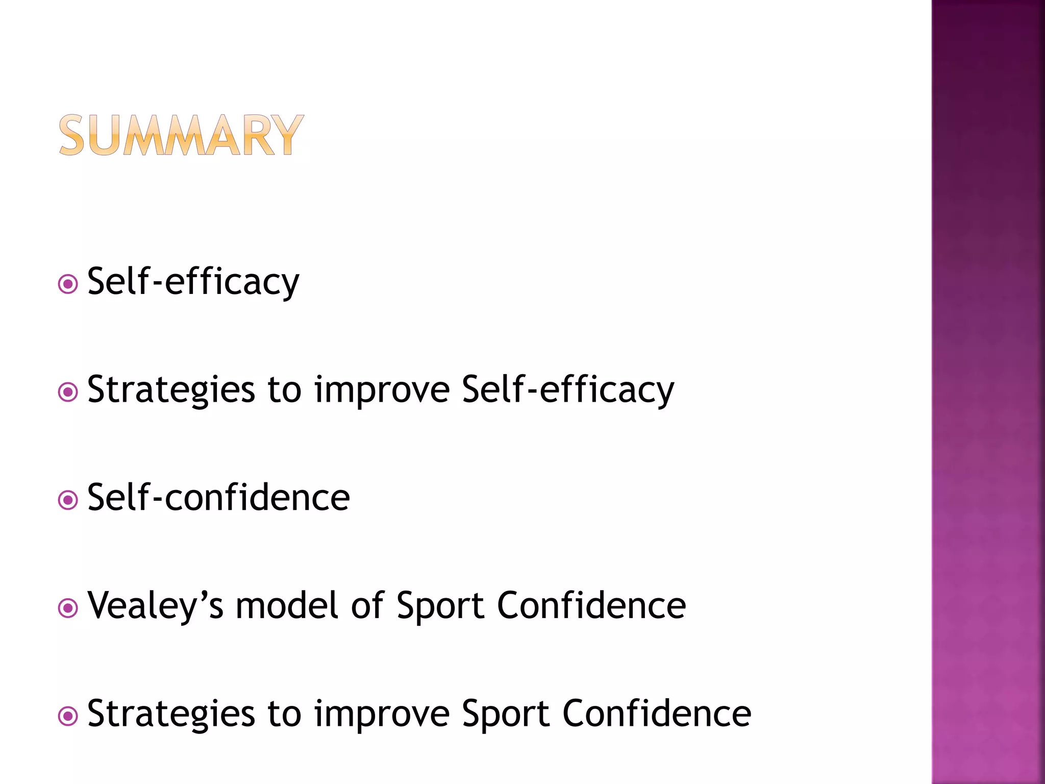 Self Efficacy and Sport Confidence | PPTX