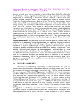 Self efficacy, interests, and outcome expectations a holistic attitude assessment | PDF