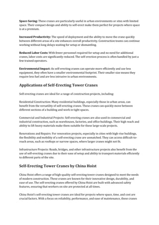 Self-Erecting Tower Cranes: Revolutionizing Construction Efficiency | PDF