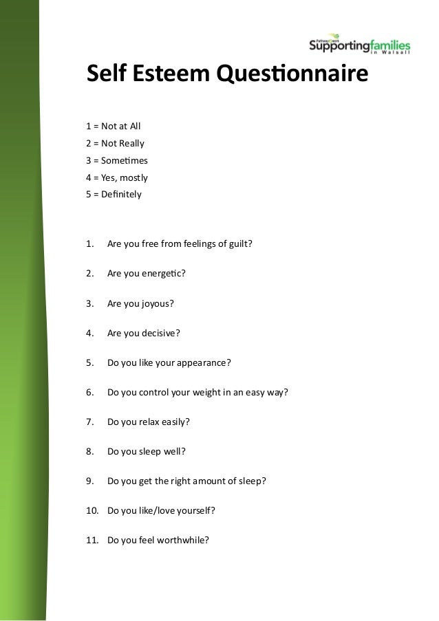 Self esteem Questionnaire self-esteem-questionnaire