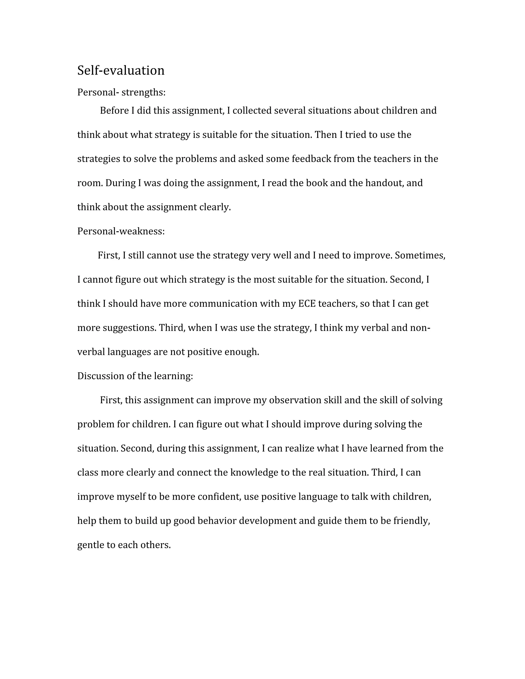 Self evaluation | DOCX