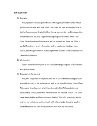 Self evaluation | PDF