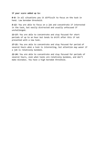 Self evaluation Focus & Attention | PDF | Educational Assessment ...