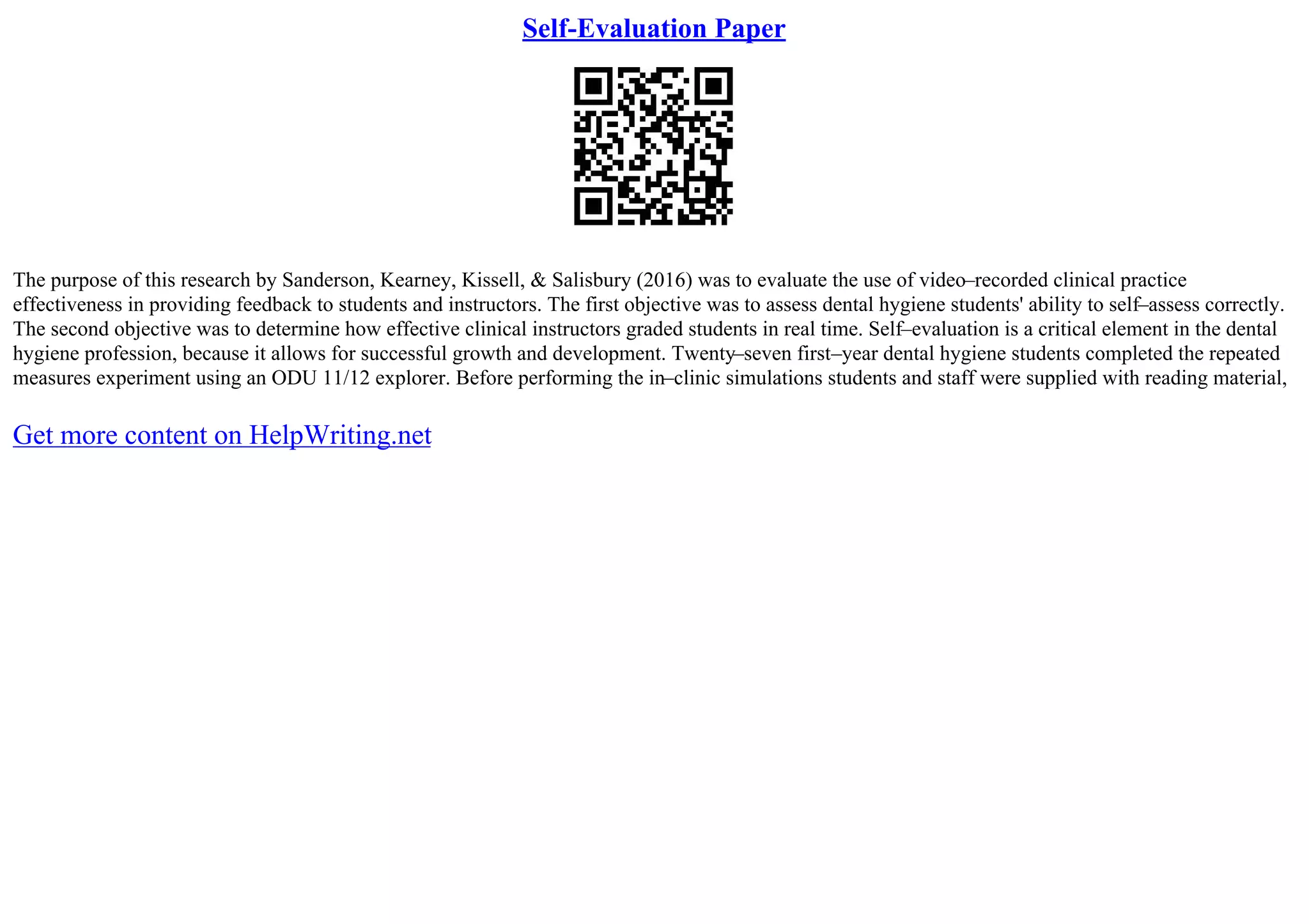 Self-Evaluation Paper | PPT
