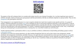 Self-Evaluation Paper | PPT