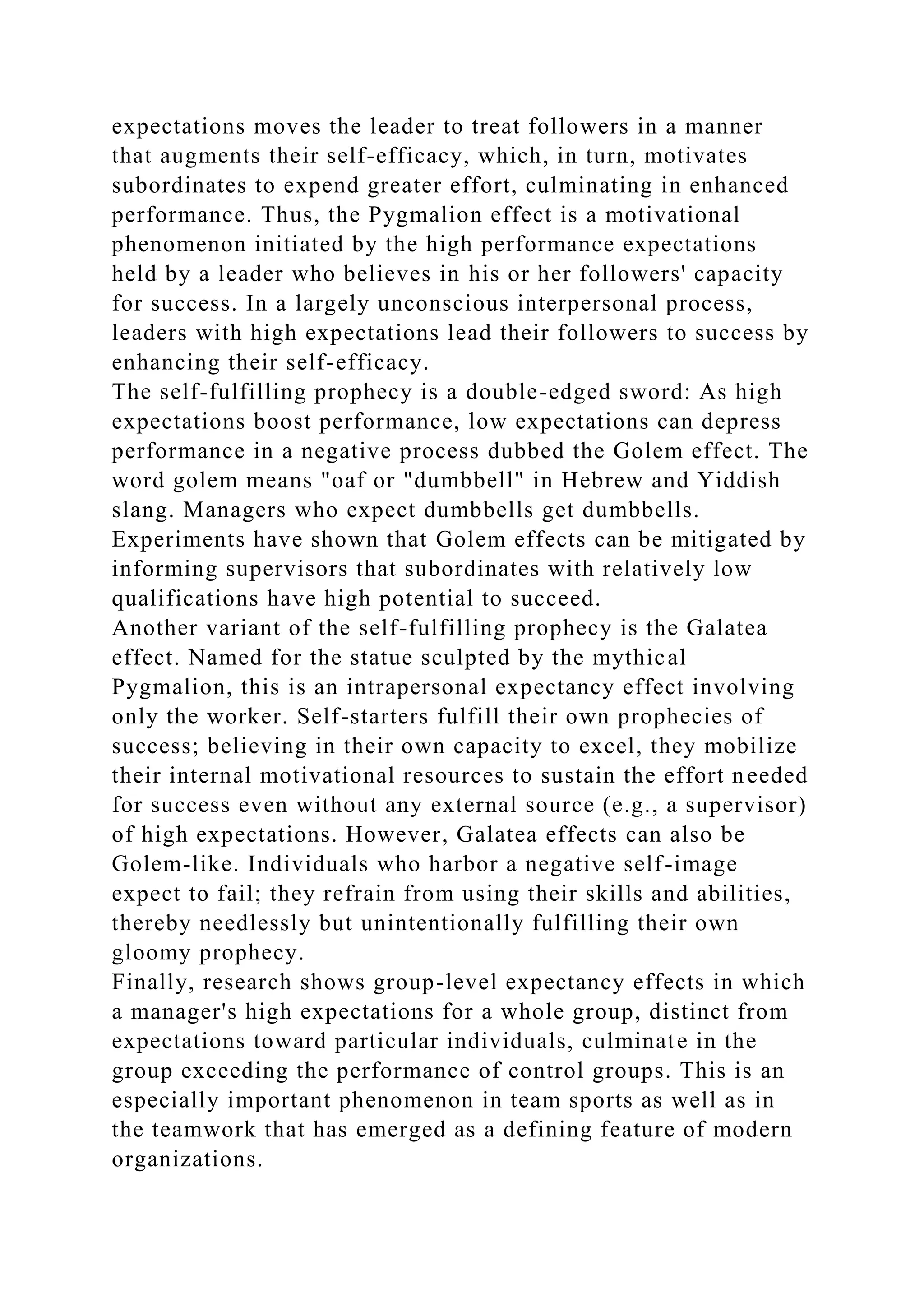 Self-Fulfilling Prophecy Pygmalion EffectThe Pygmalion effectis.docx