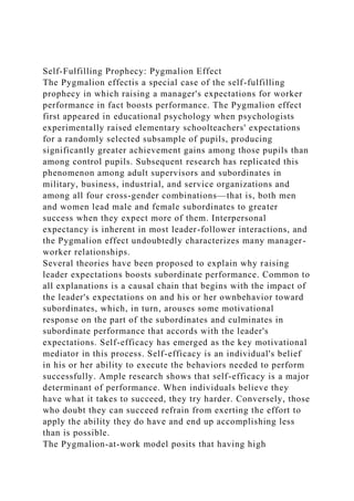 Self-Fulfilling Prophecy Pygmalion EffectThe Pygmalion effectis.docx