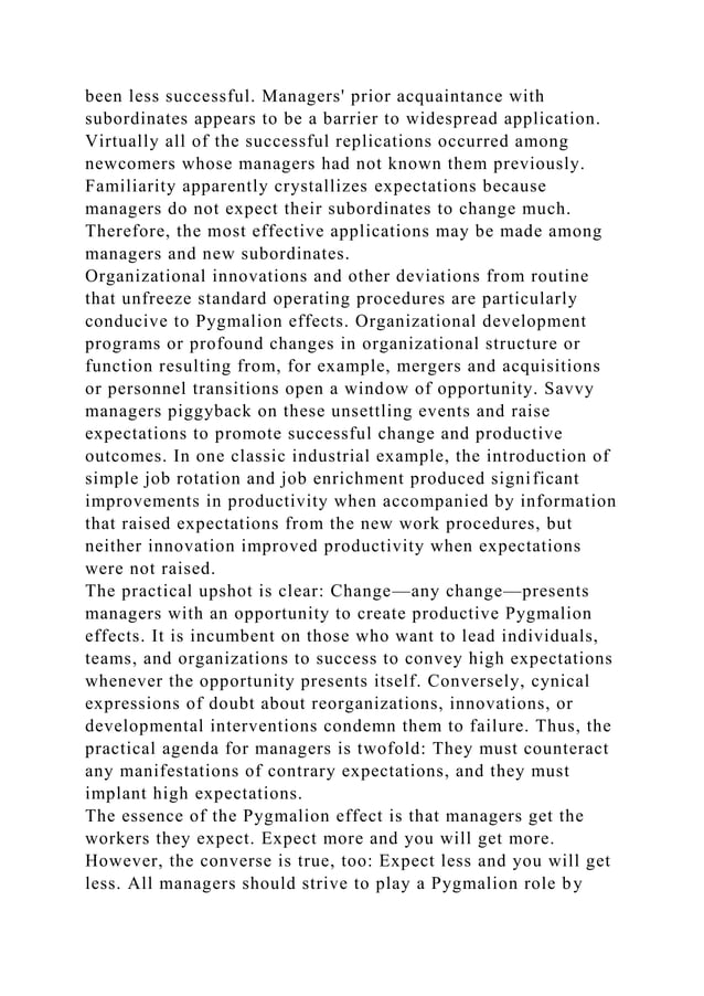 Self-Fulfilling Prophecy Pygmalion EffectThe Pygmalion effectis.docx