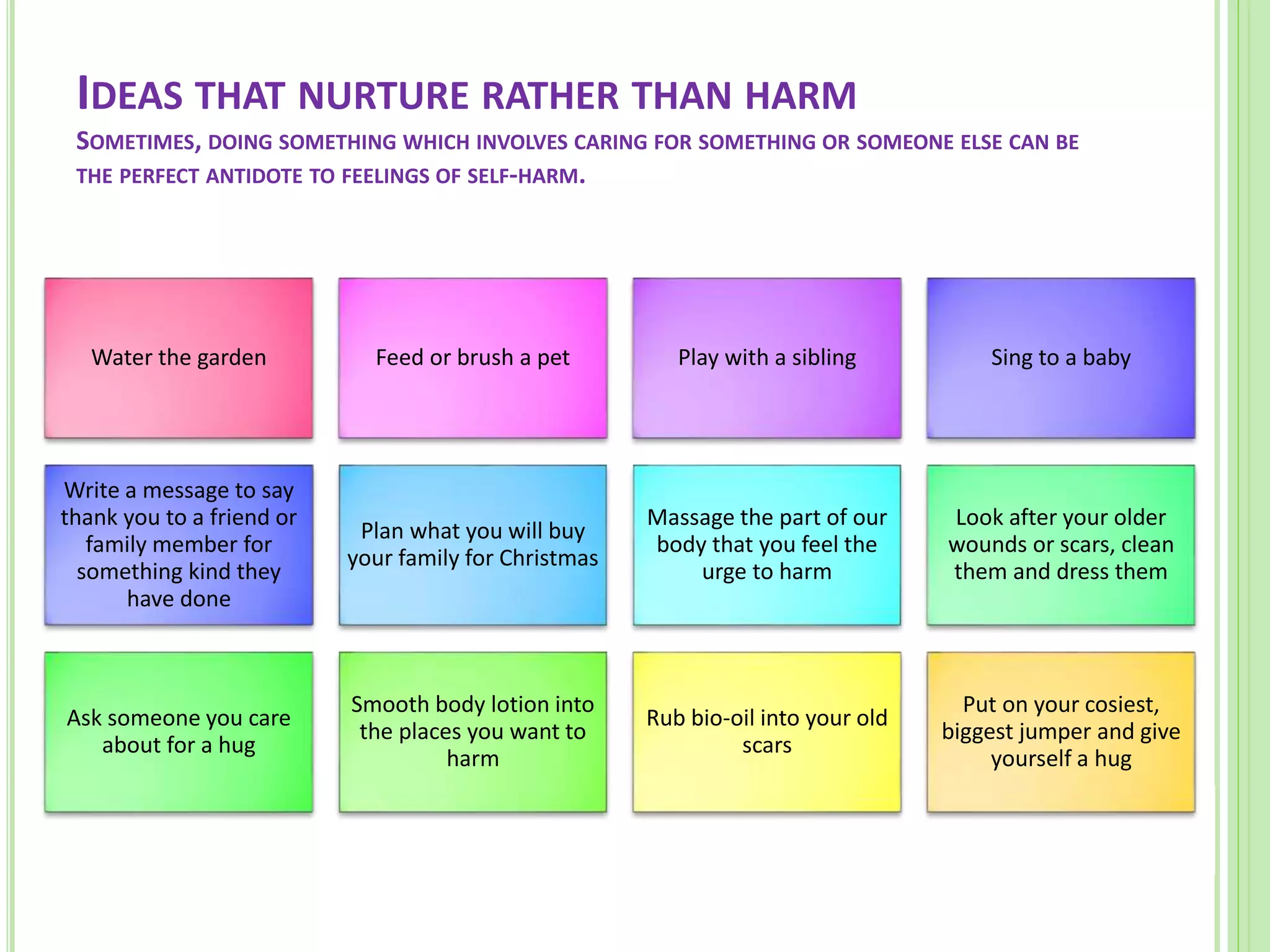 Self-Harm Alternatives – Over 130 Ideas for Use in Recovery | PPTX