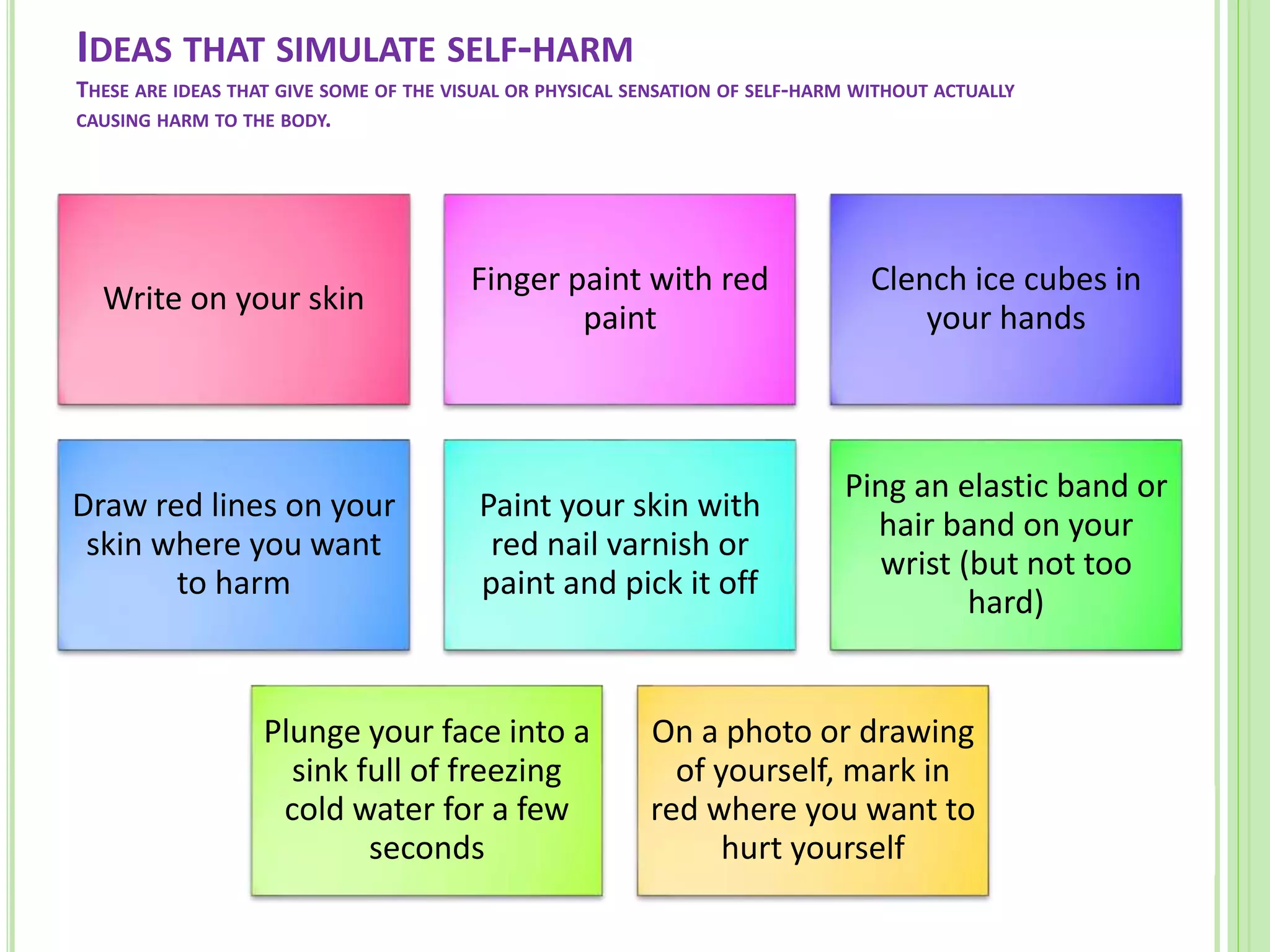 Self-Harm Alternatives – Over 130 Ideas for Use in Recovery | PPTX