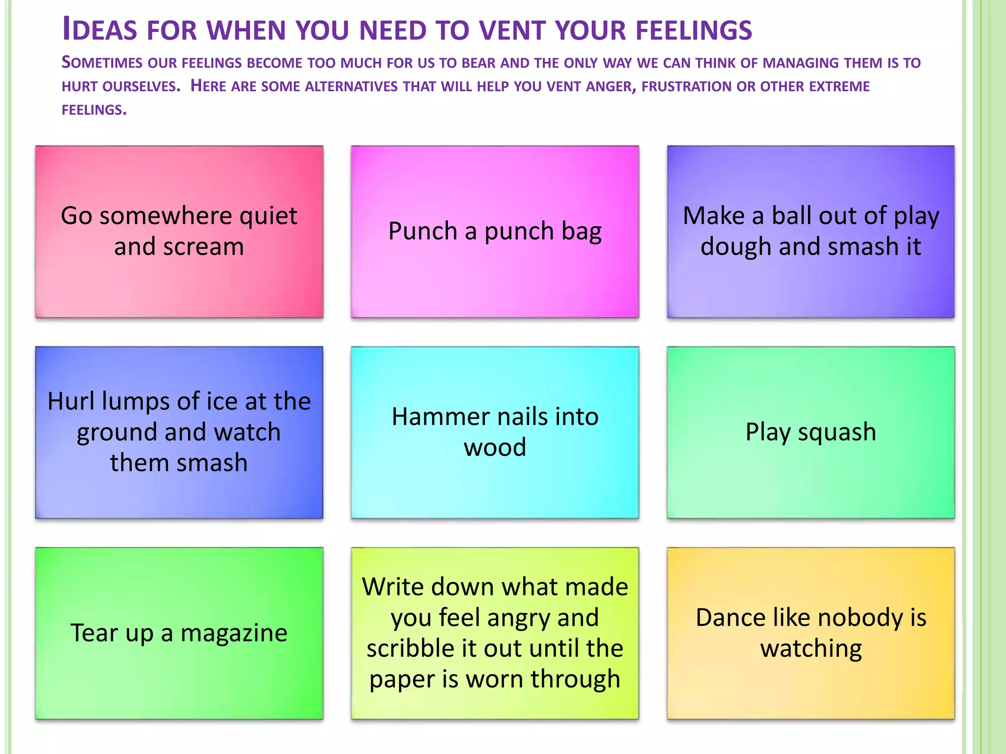 Self-Harm Alternatives – Over 130 Ideas for Use in Recovery | PPTX