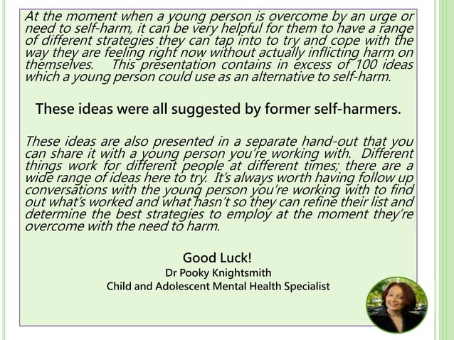 Self-Harm Alternatives – Over 130 Ideas for Use in Recovery | PPTX