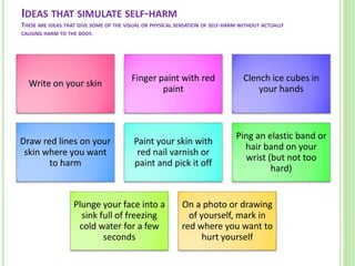 Self-Harm Alternatives – Over 130 Ideas for Use in Recovery | PPTX