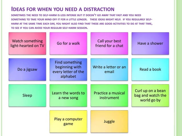 Self-Harm Alternatives – Over 130 Ideas for Use in Recovery | PPTX