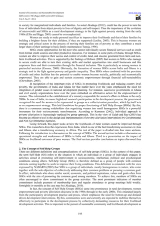 Self help groups as a ‘livelihood development’ for rural women ...