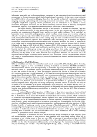 Self help groups as a ‘livelihood development’ for rural women ...