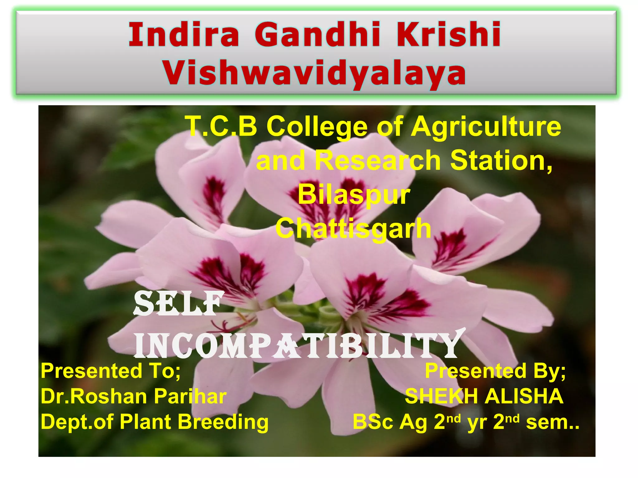 Self incompatibility in plants | PPT