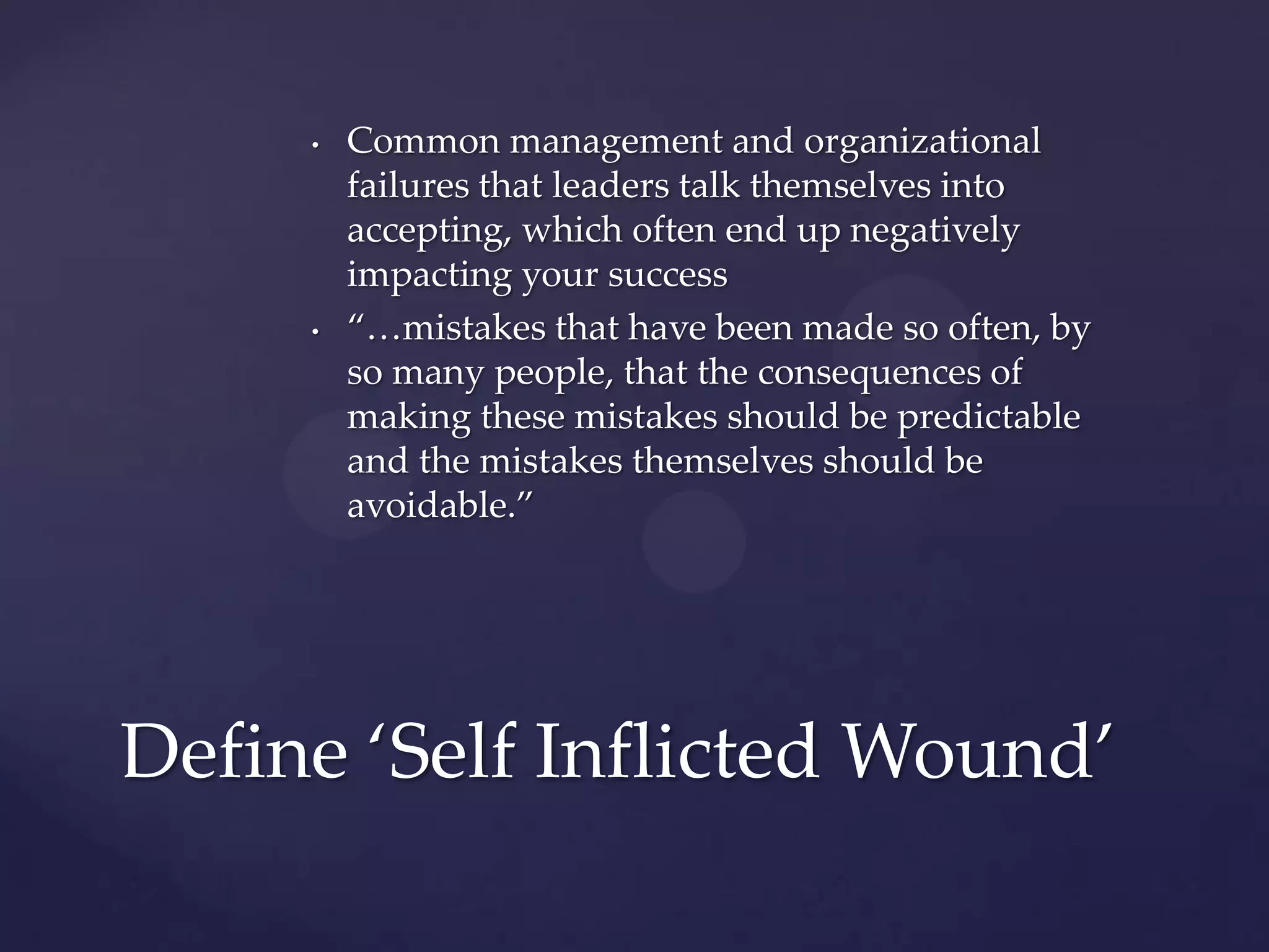 Self Inflicted Wounds GDC Online 2010 | PPTX