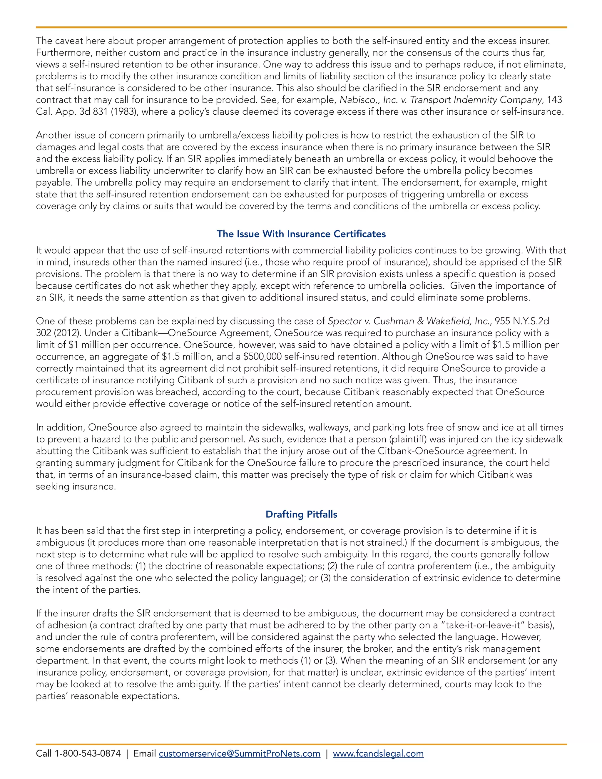 Self-Insured Retentions Part 2: An Examination of the Uses and Problems ...