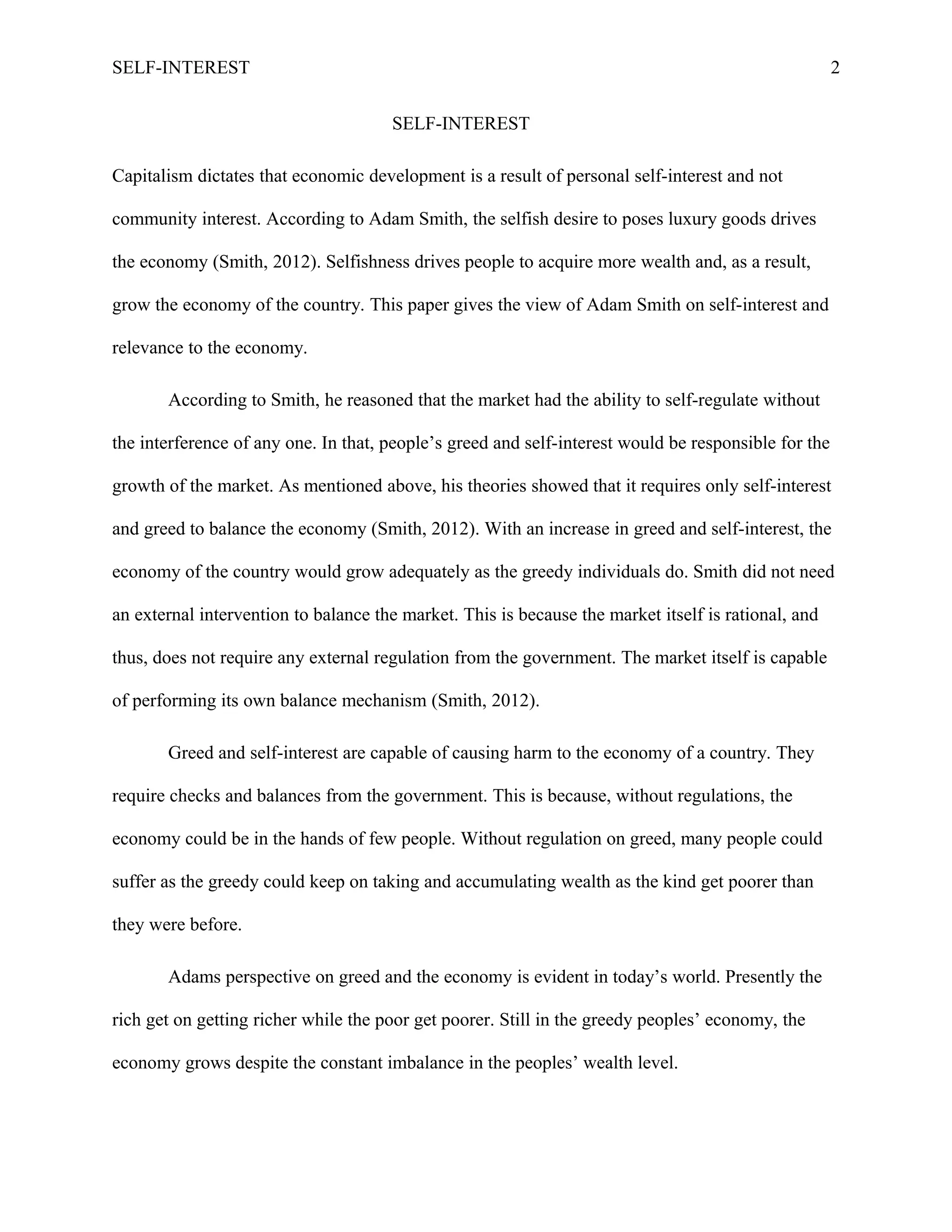 Self interest essay | DOC