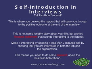 Self introduction In Interviews | PPT