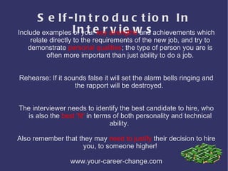 Self introduction In Interviews | PPT
