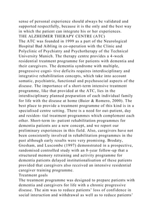 Self-maintenance therapy in Alzheimer’s disease Barbara Romero1,.docx