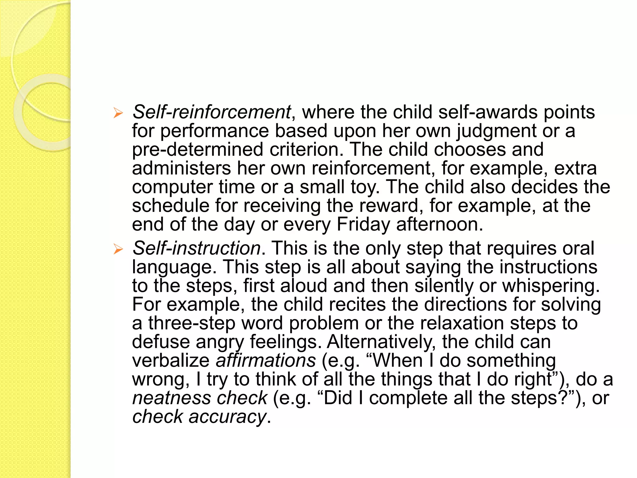 Self-Management Training for Children | PPTX