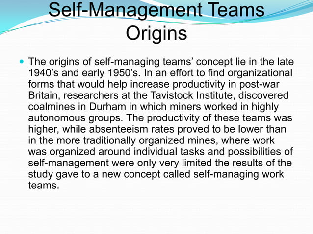 Self managing teams | PPTX | Business Administration | Business