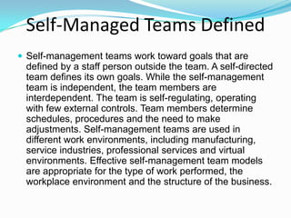 Self Managed Teams Examples