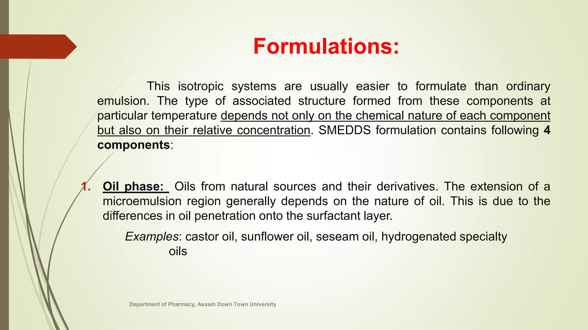 Self micro-emulsifying drug delivery system (SMEDDS) | PPTX