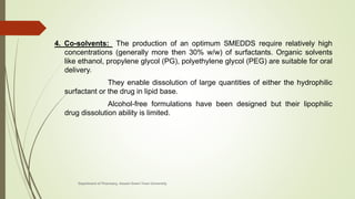 Self micro-emulsifying drug delivery system (SMEDDS) | PPTX