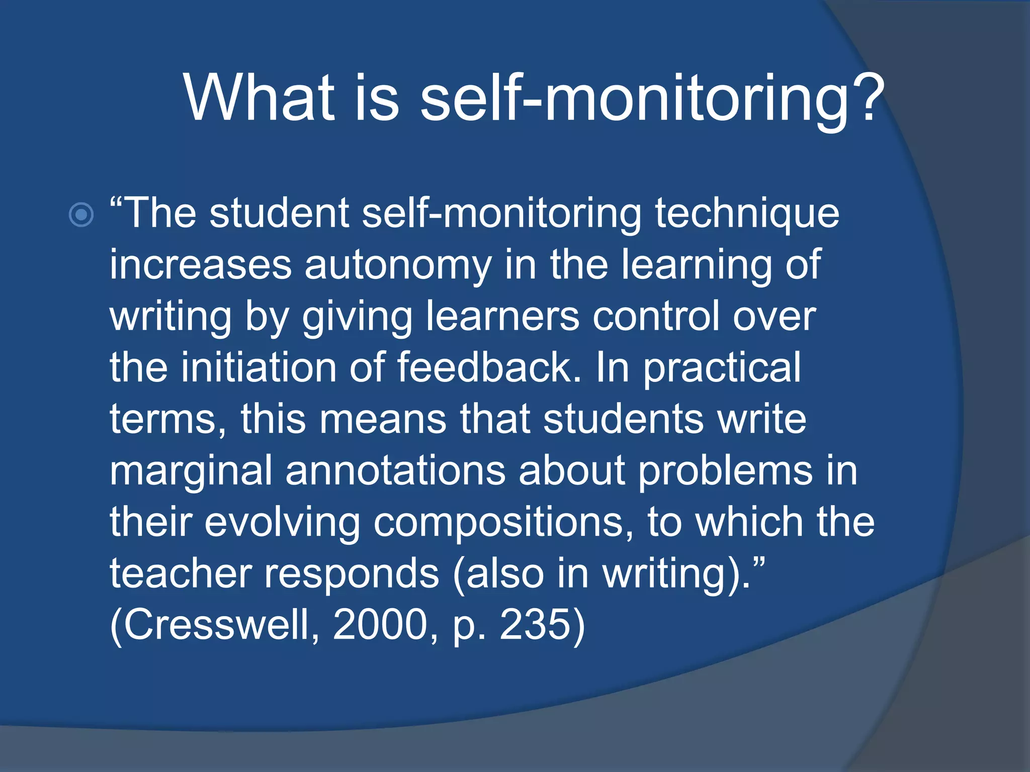 Self-monitoring | PPS