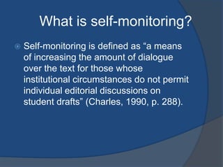 Self-monitoring | PPS