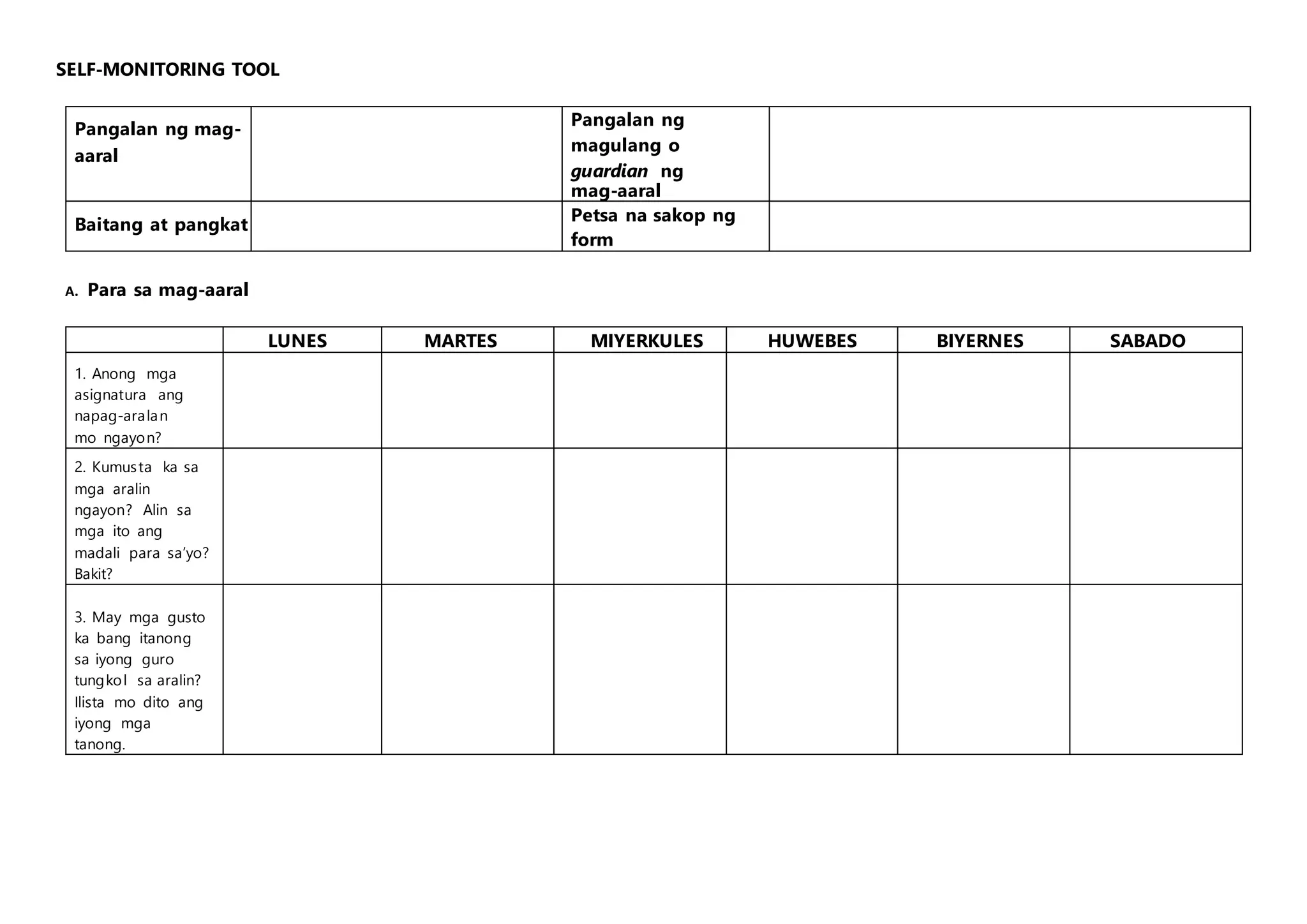 Self monitoring-tool | PPT