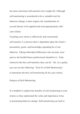Self-Monitoring Influencing Effective Behavior Change in Your Clien.docx
