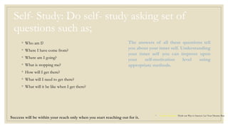 PPT on Self Motivation, benefits, roles etc | PPTX