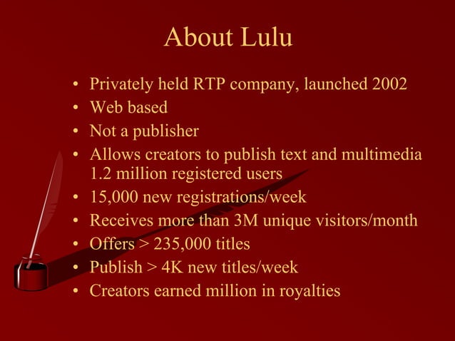 Self Publishing Using Lulu.com