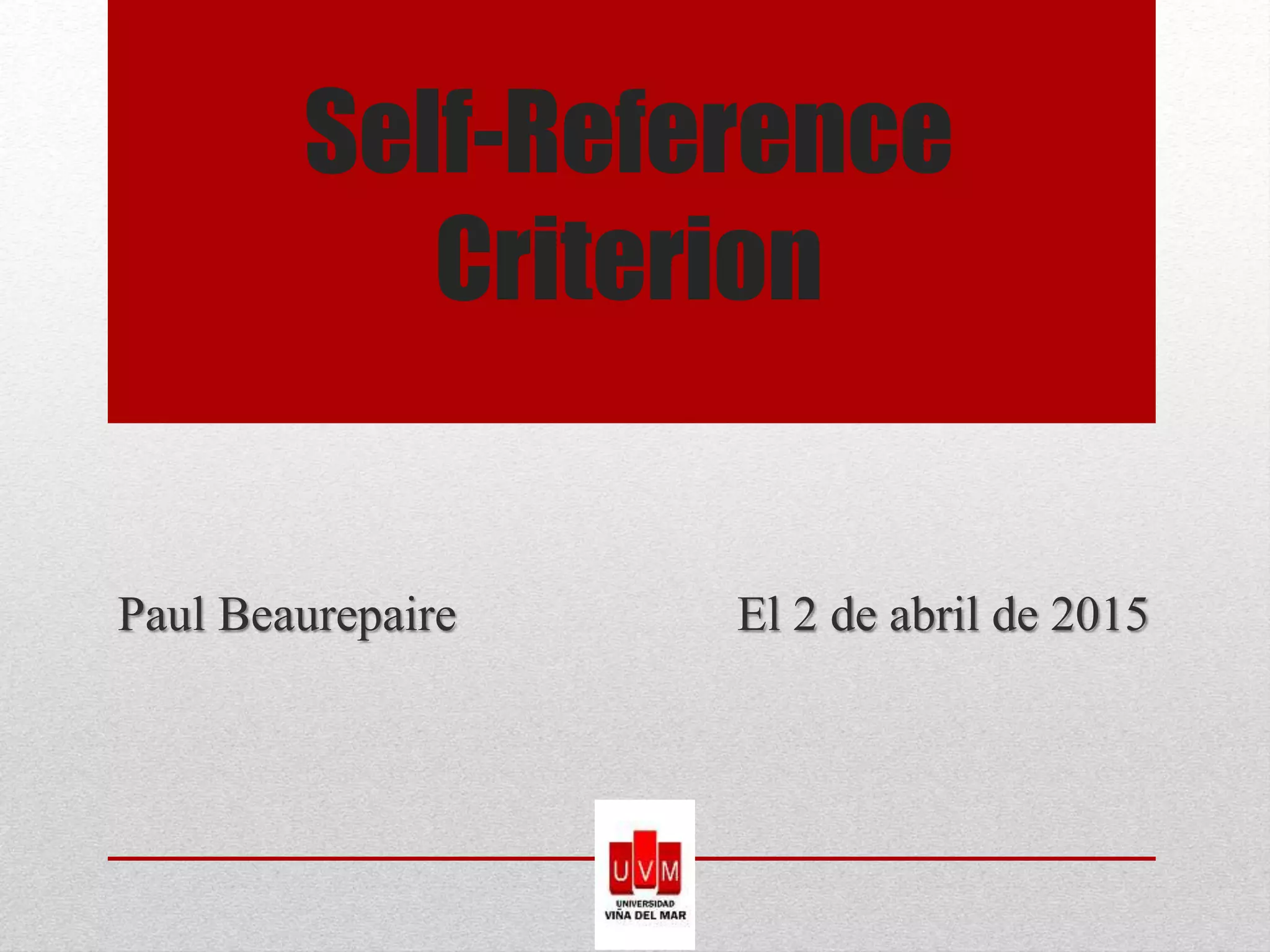 Self reference criterion | PPTX