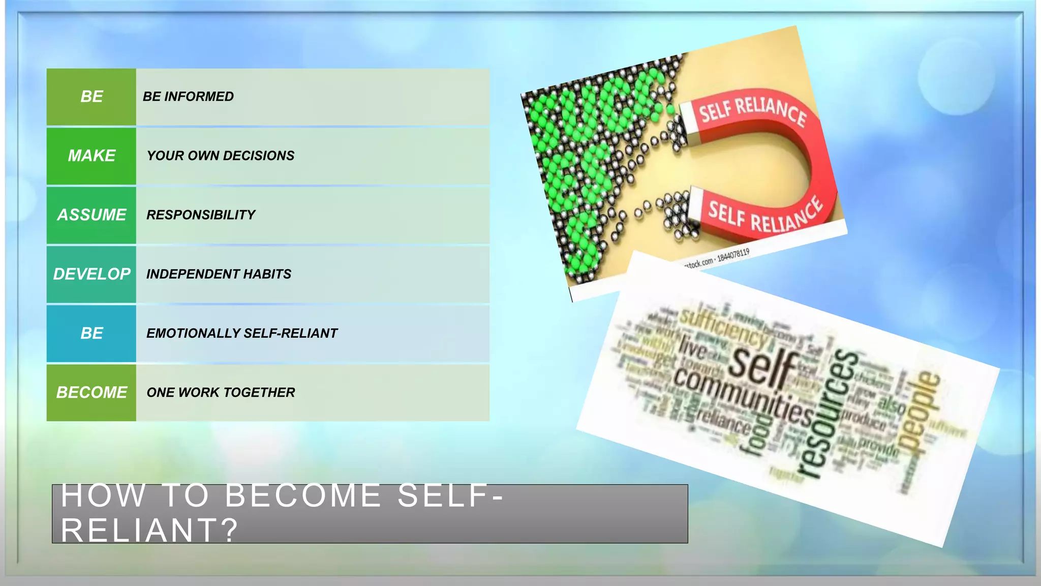 Self reliant ppt | PPT
