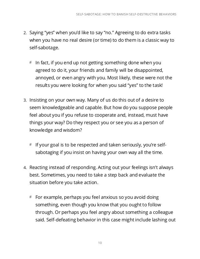 Self-Sabotage Rid yourself of your Inner Critic | PDF
