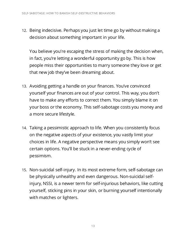 Self-Sabotage Rid yourself of your Inner Critic | PDF