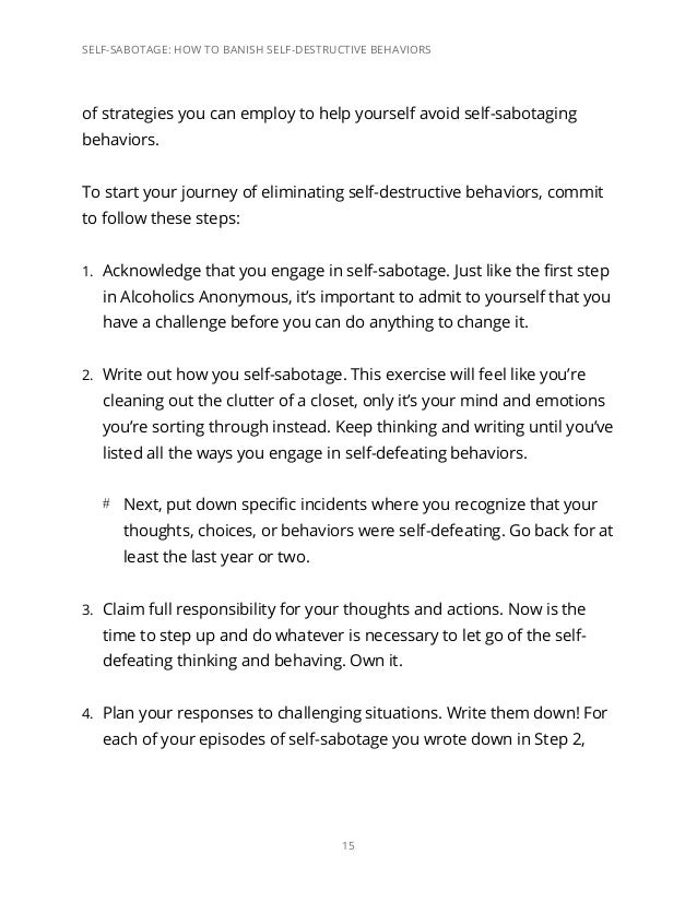 Self-Sabotage Rid yourself of your Inner Critic | PDF