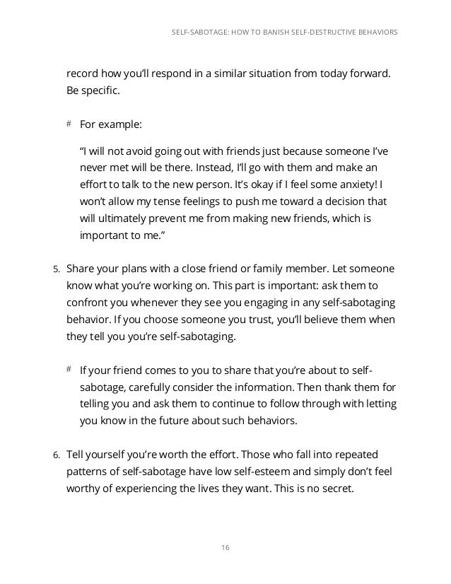 Self-Sabotage Rid yourself of your Inner Critic | PDF
