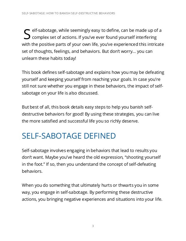 Self-Sabotage Rid yourself of your Inner Critic | PDF